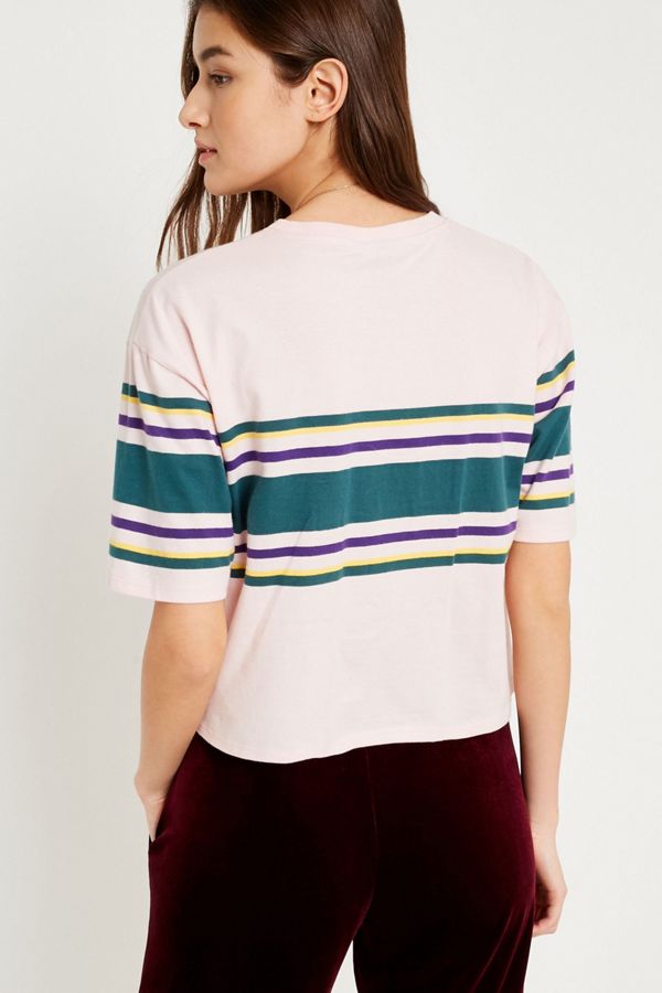 UO Striped Boxy Pink T-Shirt | Urban Outfitters
