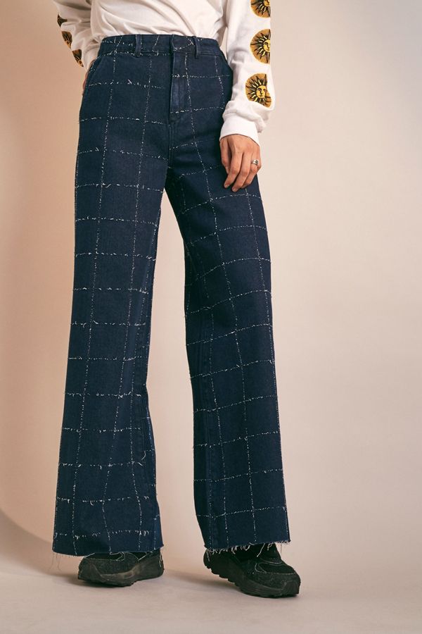 BDG Windowpane Wide Leg Jeans | Urban Outfitters UK