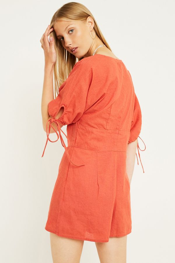 UO Tabby Linen Playsuit | Urban Outfitters