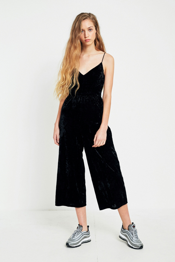 Silence Noise Molly Velvet Culotte Jumpsuit Urban Outfitters