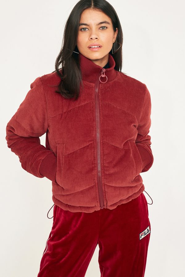 UO Rust Corduroy Chevron Puffer Jacket | Urban Outfitters UK
