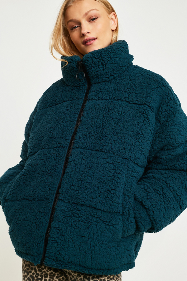 UO Teal Teddy Puffer Jacket | Urban Outfitters UK