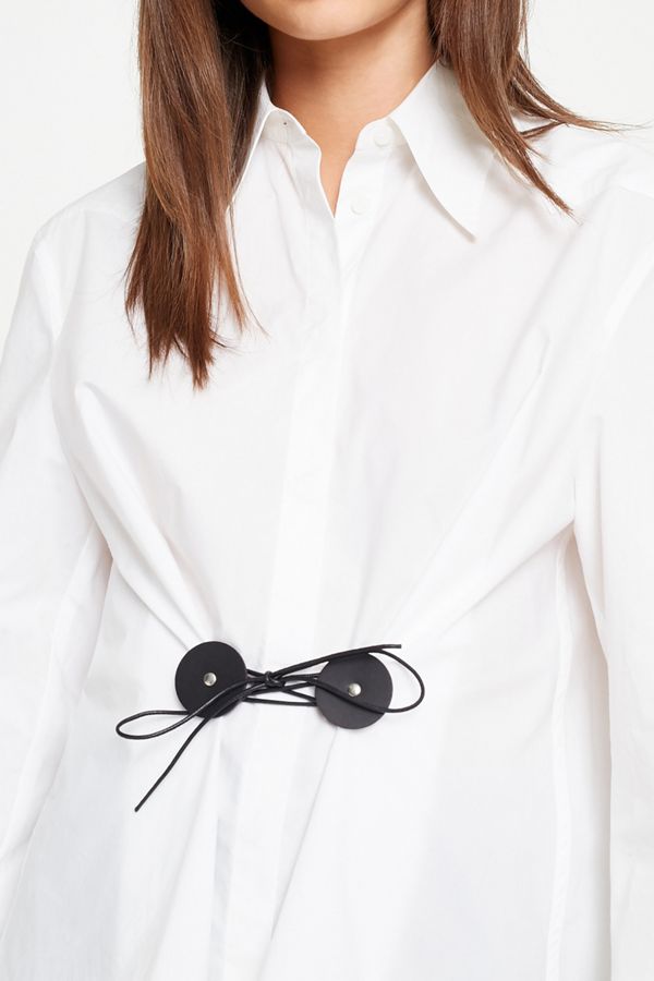 MM6 White Button-Down Tie-Front Shirt | Urban Outfitters UK