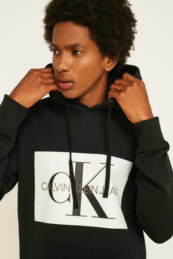 Calvin Klein Jeans Monogrammed Box Logo Hoodie Urban Outfitters Uk