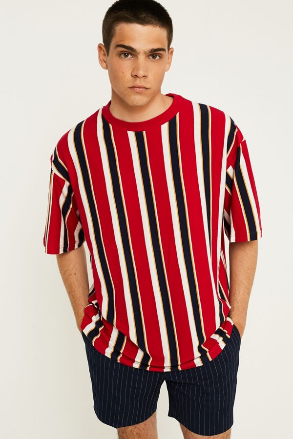 UO Red Vertical Stripe T-Shirt | Urban Outfitters
