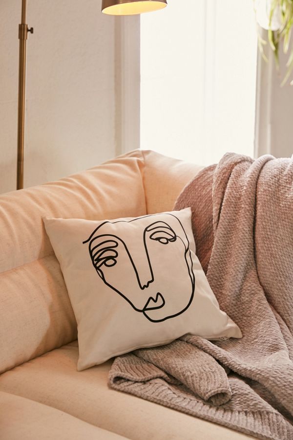 Sketched Face Cushion | Urban Outfitters