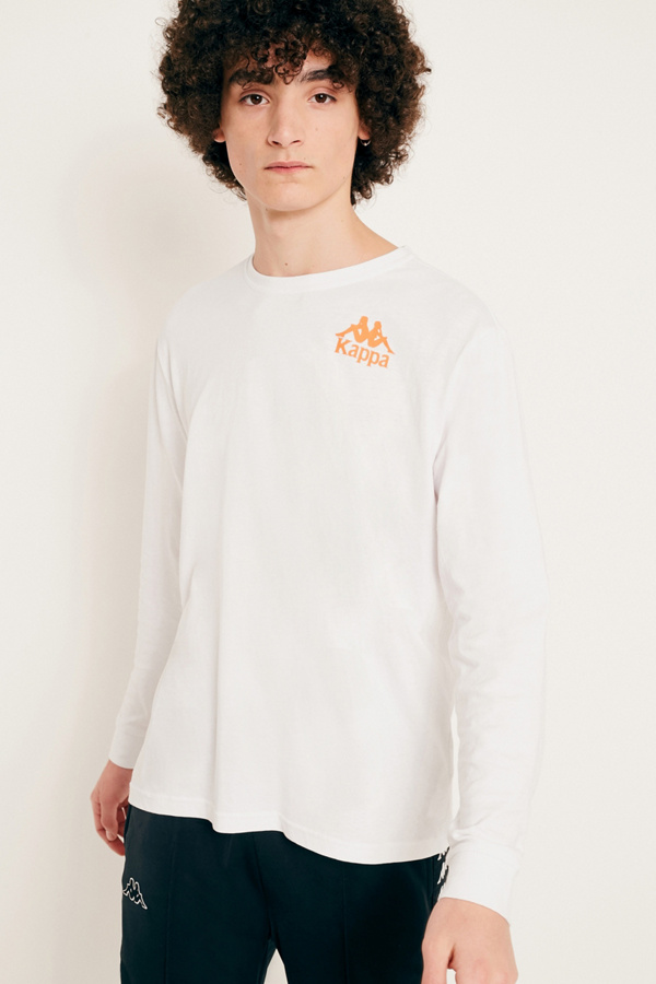Kappa White and Orange Logo Long-Sleeve T-Shirt | Urban Outfitters